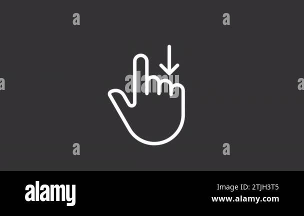 Animated move down white linear icon. Swipe down. Touch gesture ...