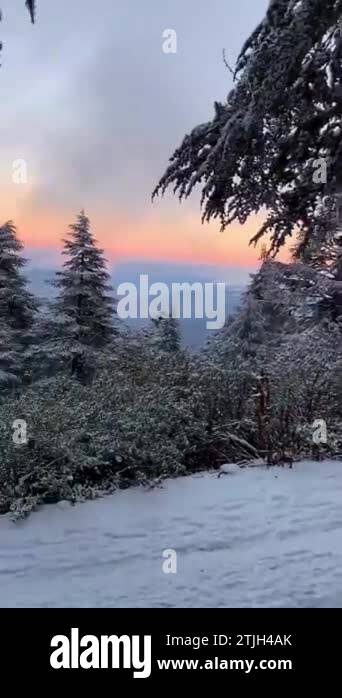 This footage captures the stunning snow scene in the peaks of the ...