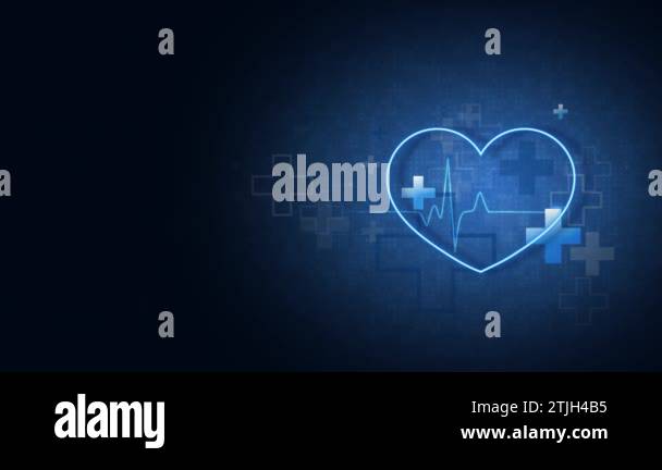 Heart shape with animated cardio pulse. Health care medical blue ...