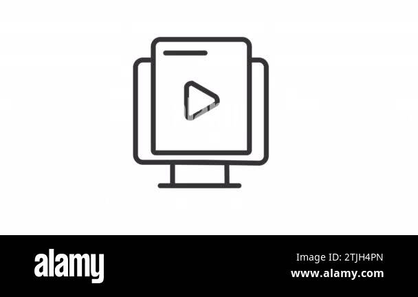 Animated video linear icon. Multimedia content online. Entertaining ...