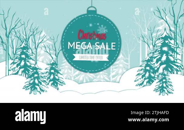 Christmas selling card with animated nature background. Snowfall in the ...