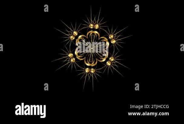 3d animation of gold flower mandala, moon and sun, Mystical wiccan ...