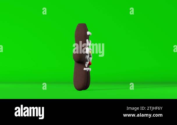 Gingerbread man chroma key green screen background 3D animation loop ...