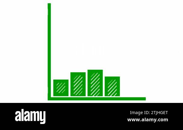 Animated financial growth chart with trend line graph. green symbol ...