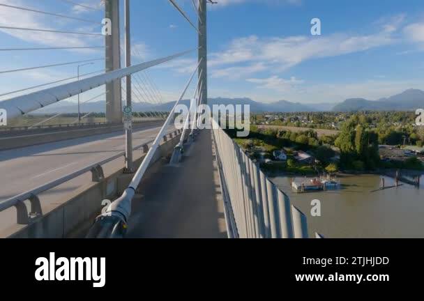 Pedestrian and Bicycle Path on Golden Ears Bridge over the Fraser River ...