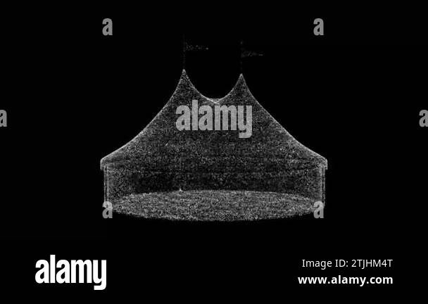 3d Circus Tent With Flags Rotates On Black Background Object