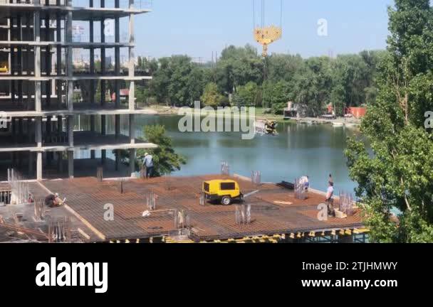 Construction of a multi-storey building. The process of building a ...
