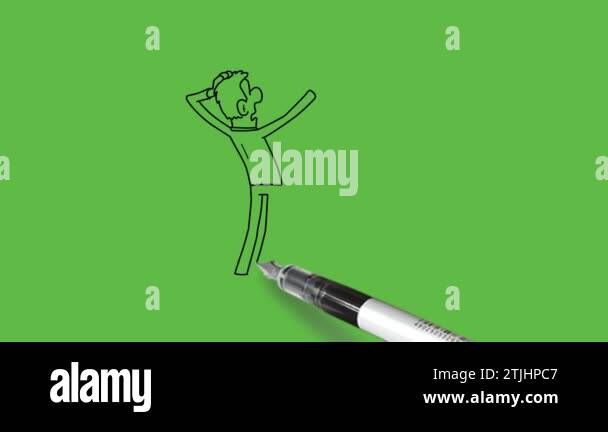 draw standing young man read long list and thinking deeply to keep his ...