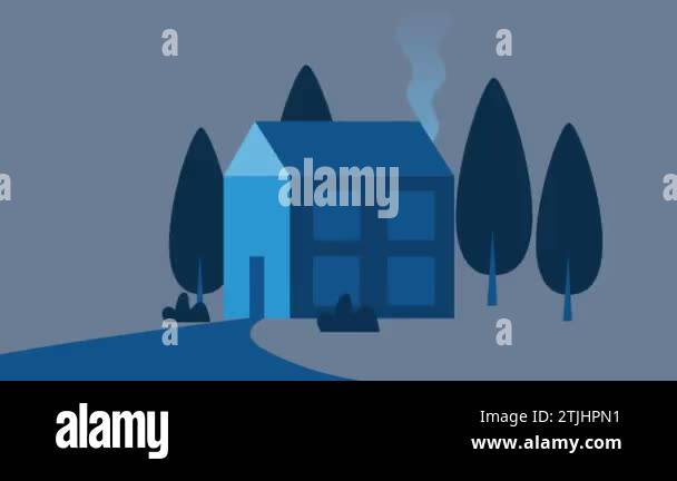 Motion graphics of 2d house. 2d house rotating render animation Stock ...