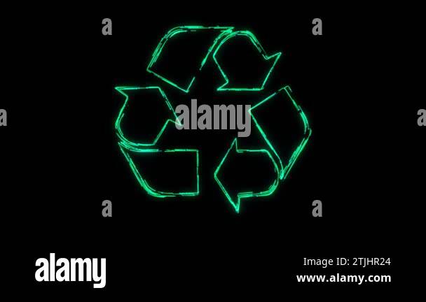 Recycle Animated Icon appearing with Lines on black background ...