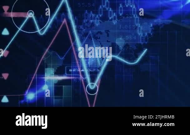 This animation is a digital simulation of a blue stocks and shares ...