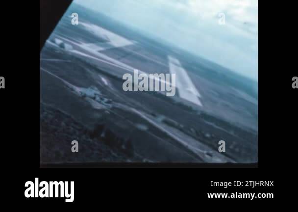 Landing in a military airport from the point of view of a 1950s fighter ...