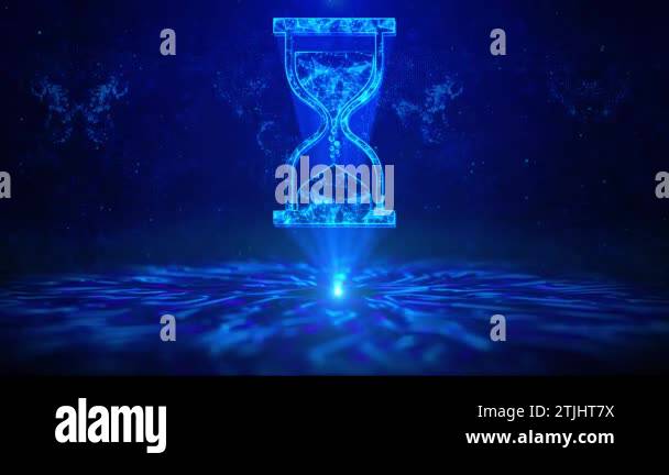 Loading Hourglass Text with HUD Rotation Digital Technology interface ...