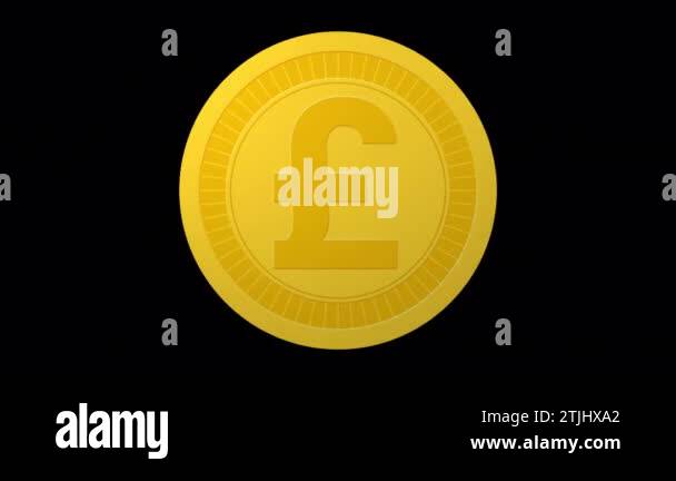 rotating British Pound coin, isolated background with alpha channel ...