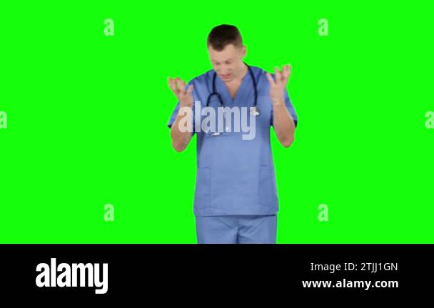 Aggressive disappointed doctor. Green screen Stock Video Footage - Alamy