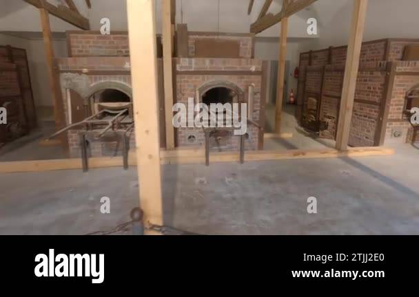 Crematorium at Dachau Concentration camp in Germany. Memorial Site ...