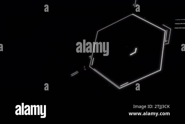 Animation of chemical structures and data processing against black ...