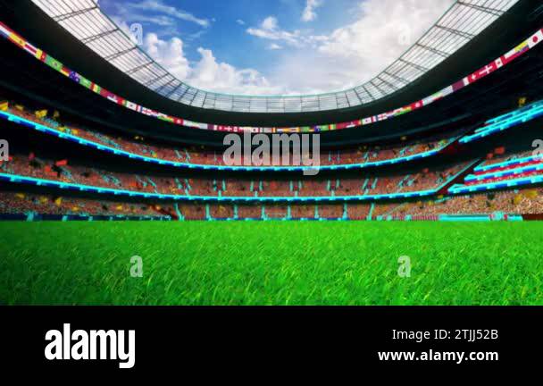 Flying On Grass In Stadium is motion footage for FIFA World Cups and ...