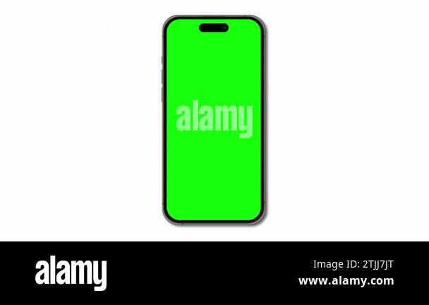 Mobile phone animated mockup with green screen. Isolated on white ...