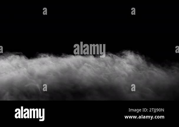 Thick ground fog slowly moving forward - isolated on black background ...