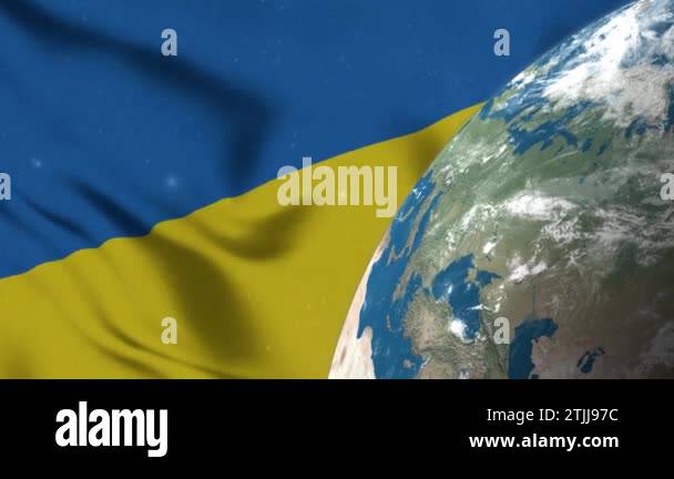 Ukrainian Flag and Ukraine Map on Earth Globe 4K Stock Video Footage ...