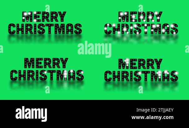 Set of Illuminated Merry Christmas text signboard with reflection on ...