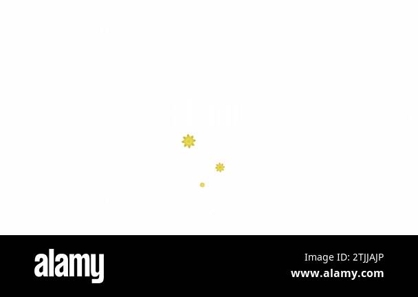 Animated golden beautiful flowers fly from bottom to top. A fountain of ...