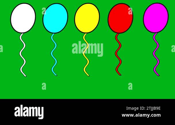 Colorful Balloons Motion Graphics With Green Screen Background Stock