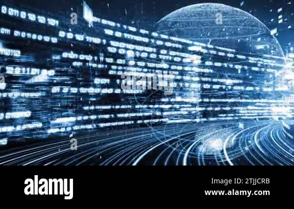 Futuristic global network and tacit digital data transfer 3D graphic ...