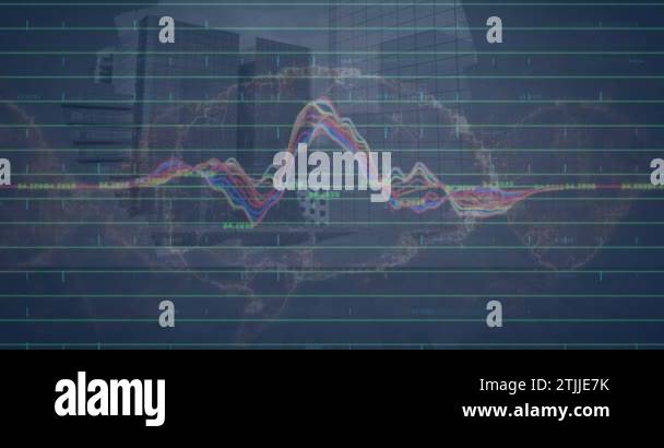 Animation of graphs over digital human brain and dna helix against ...