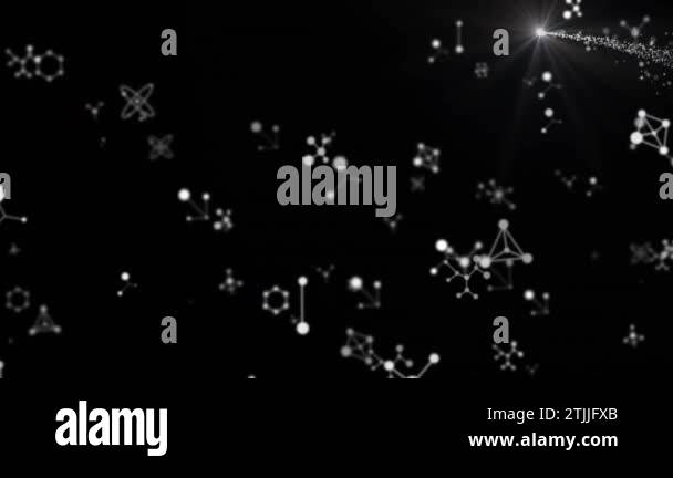 Animation of flying lens flare and snowfall, snowflake and multiple ...