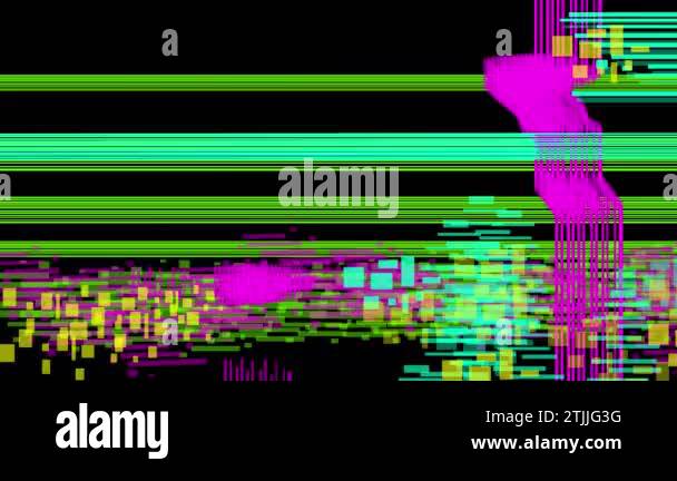Glitch effect animation on a black screen. 4K video interference ...