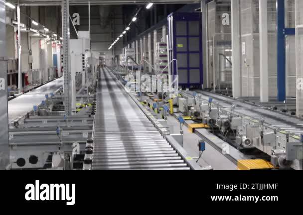 Factory. Factory in food chain. Production line. Autonomous robots ...