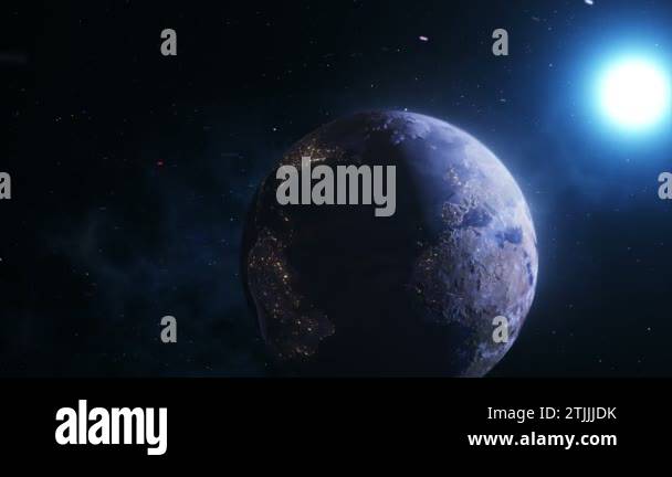 Realistic Scenes, Cinematic the Planet Earth Slowly Rotates Around Its ...