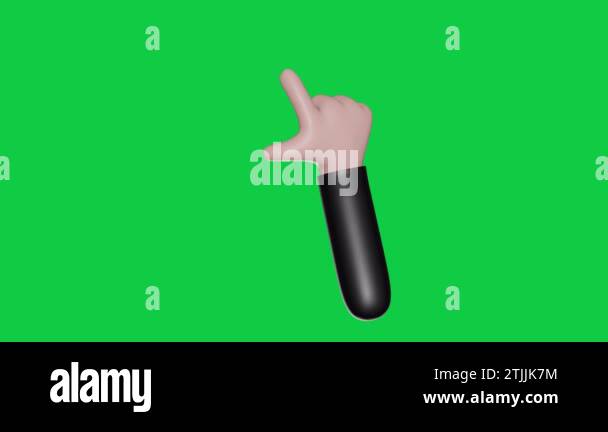 A set of 3D animated hand gestures Zoom In on a green screen background ...