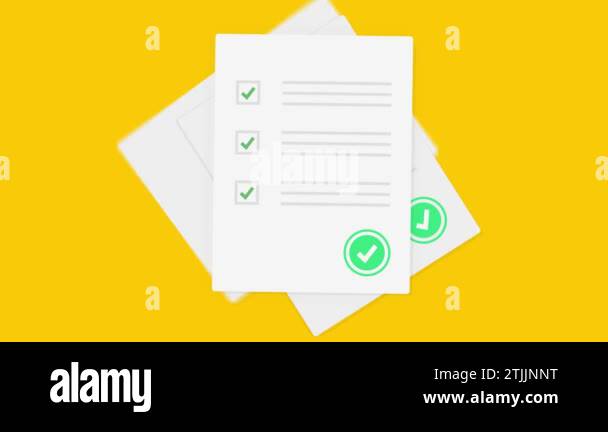 Survey or exam form paper sheets pile with answered quiz checklist and ...