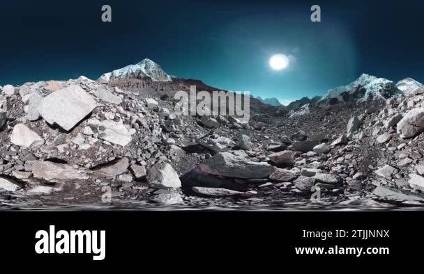 360 vr panoramic view of the Everest Base camp place. Mount Everest ...