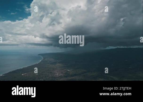 Nusa Penida, Bali, Indonesia. Aerial timelapse of the rainy cloud ...