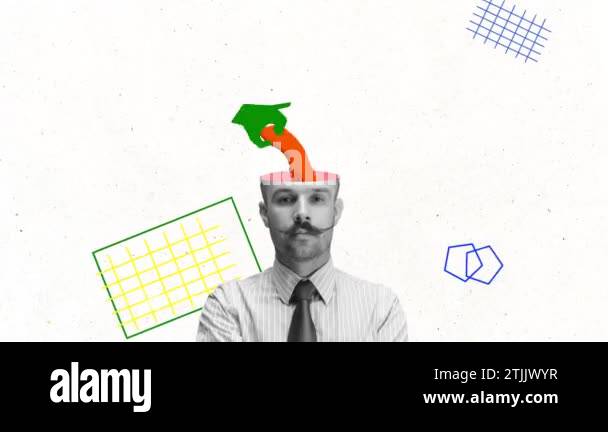 Stop motion, 2D animation collage with serious man receiving new ...