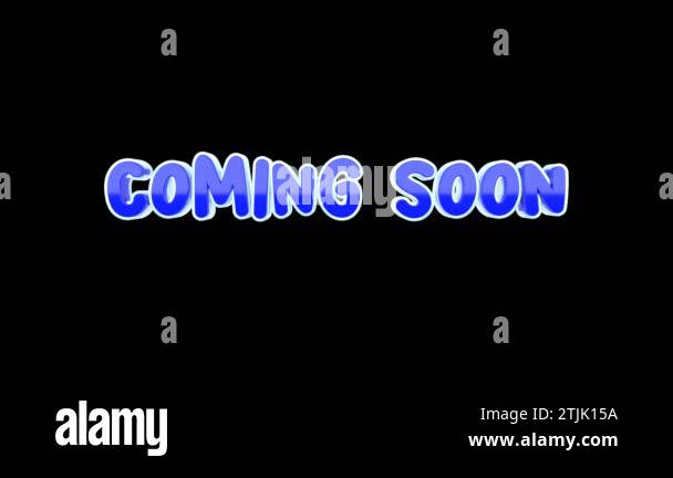 coming soon text 3d illustration render animation blue color font bold ...