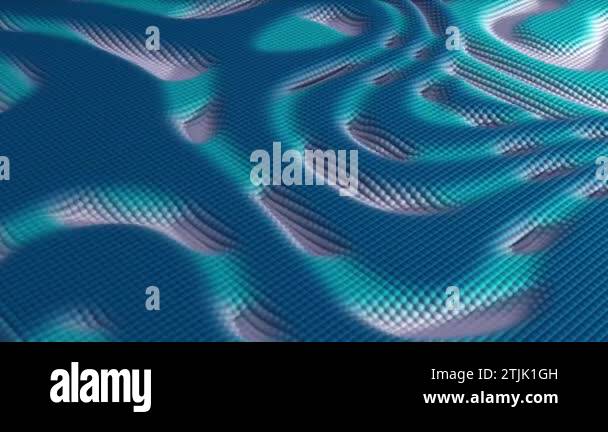 3D animation of colorful particles moving up and down in a wavy motion.Seamless loop animation ...