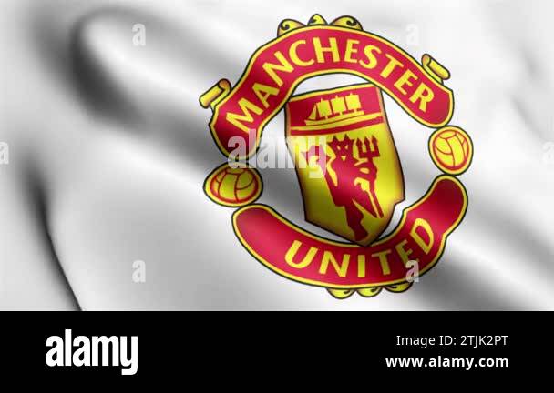 Manchester-United Flag video waving in wind. Manchester-United Flag ...