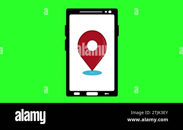 video animation mobile phone and gps (global positioning system) symbol ...