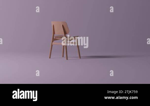 Simple wooden made chair rotating on white background . 3d render ...