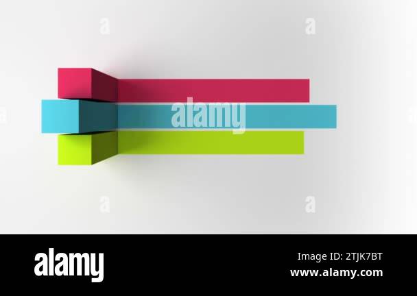 3D Three square bar title box chart, presentation template.version 3 ...