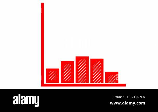 Animated financial growth chart with trend line graph. red symbol ...