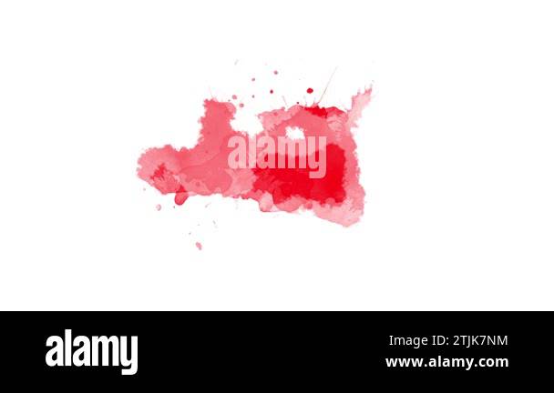 Red Ink brush stroke transition. Ink splash. Abstract ink brush blot ...