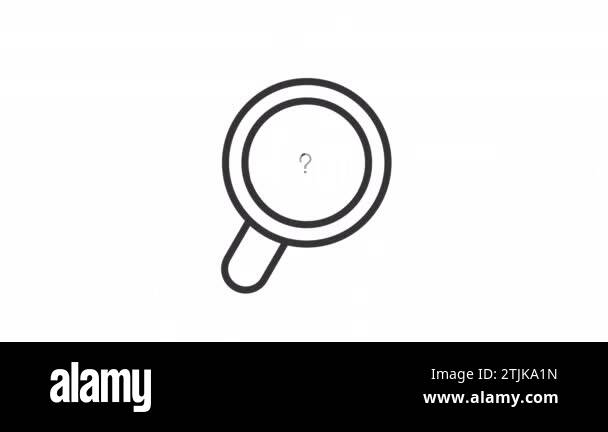 Animated question linear icon. Seek for information. Magnifying glass ...
