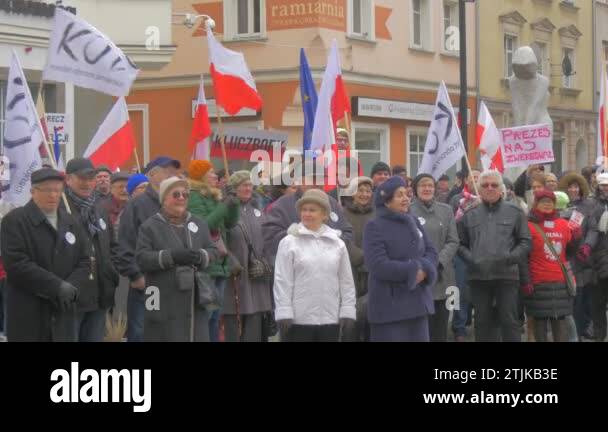 Senior People Are Chanting Democracy Rally Opole Poland Against ...