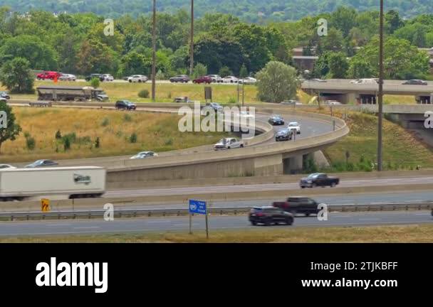 Highway intersection interchange or junction with ramps, roads, lanes ...